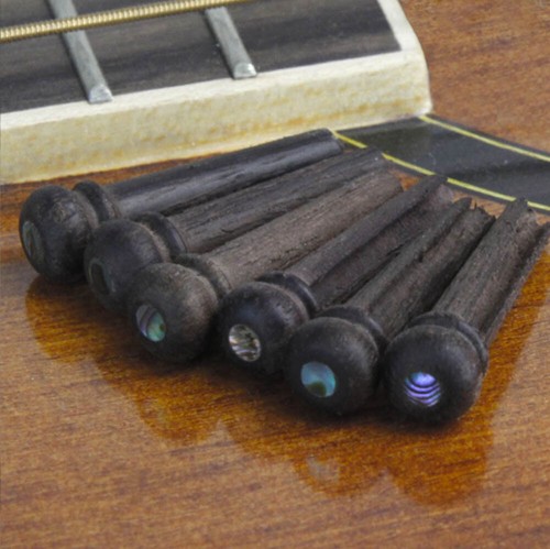 6Pcs Rosewood EBONY BRIDGE PINS W/ Pearl Shell Dot for Acoustic Guitar ...