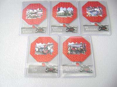 PRESS PASS '98 LOT OF 5 INSERT DIE CUT PIT STOP CARDS PS#'S/BURTON/ETC ...