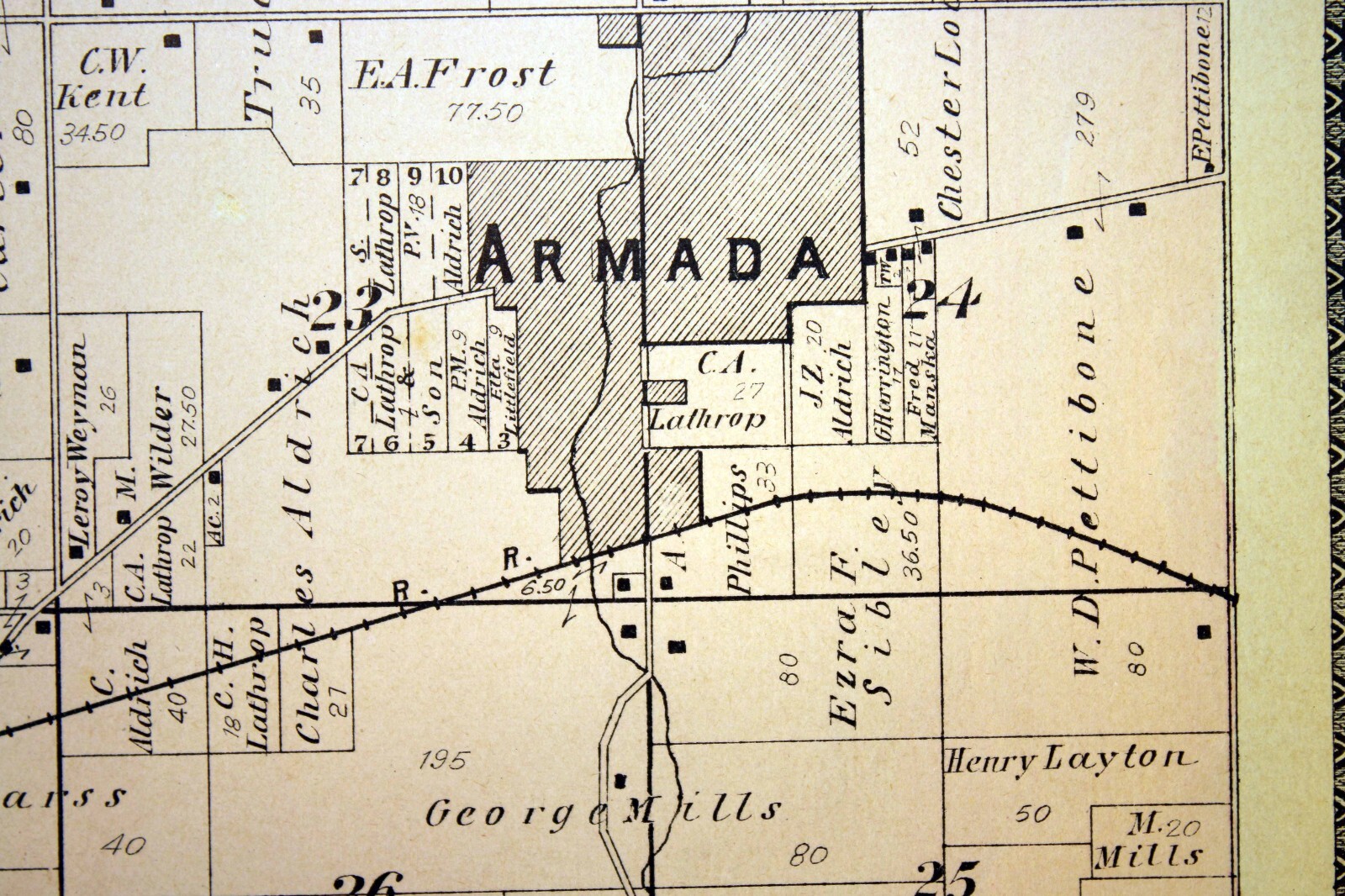 Armada Township Antique Plat Map 1895 Macomb County Michigan | eBay