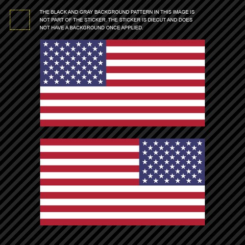 (2x) 4" American Flag Sticker Die Cut Decal USA LH RH mirrored reverse ...