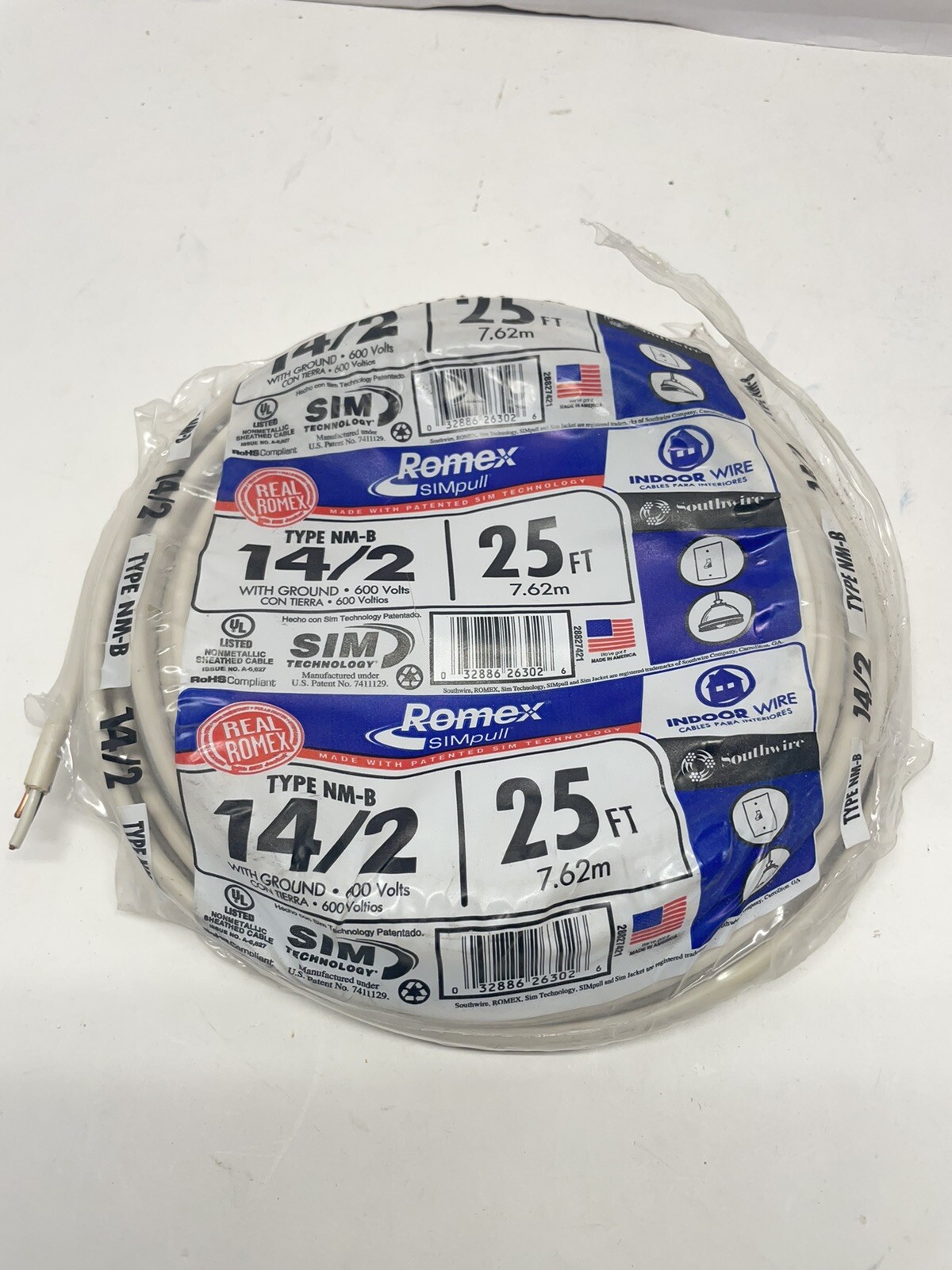 Romex-28827421 NMB W/G Wire, 25' 14/2 - White - 25 Foot Southwire | eBay