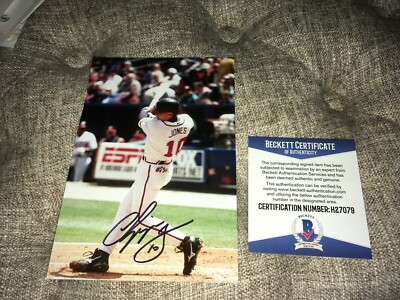 Chipper Jones Atlanta Braves Signed 4"x6" Photo BAS Certified | eBay