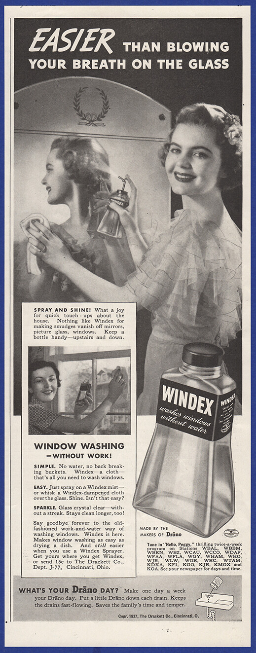 Vintage 1937 WINDEX Window Glass Mirror Cleaner Ephemera 1930's Print ...