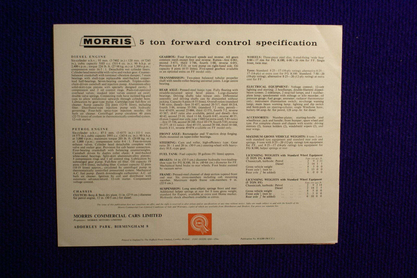 BMC MORRIS 5 TON TRUCK LORRY CHASSIS | Grelly UK