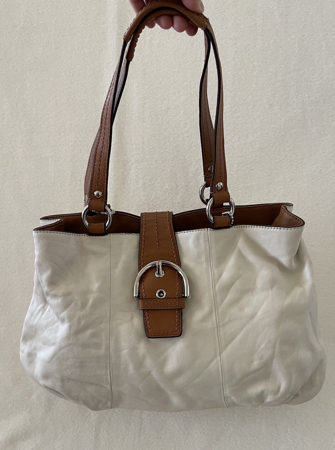 VINTAGE COACH SOHO CREAM LEATHER TOTE CARRYALL F19248… - Gem