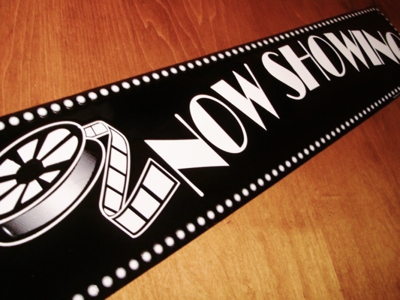 Now Showing Marquee Sign Cinema Movie Theater Entertainment Room Reel ...