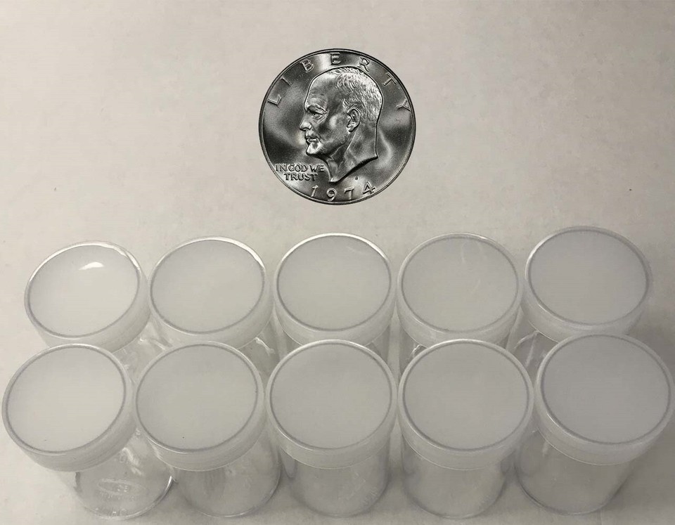 10 Large Dollar Tubes Round Clear Plastic Coin Storage Screw Caps For ...