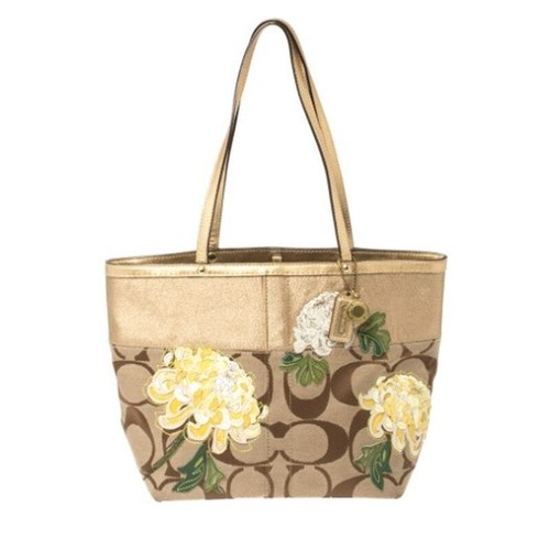 Coach Peony Applique Signature Tote Bag | eBay