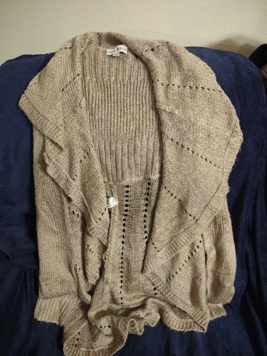Knox Rose Womens Knit Crochet Open Front Cardigan Sz Large L Duster | eBay