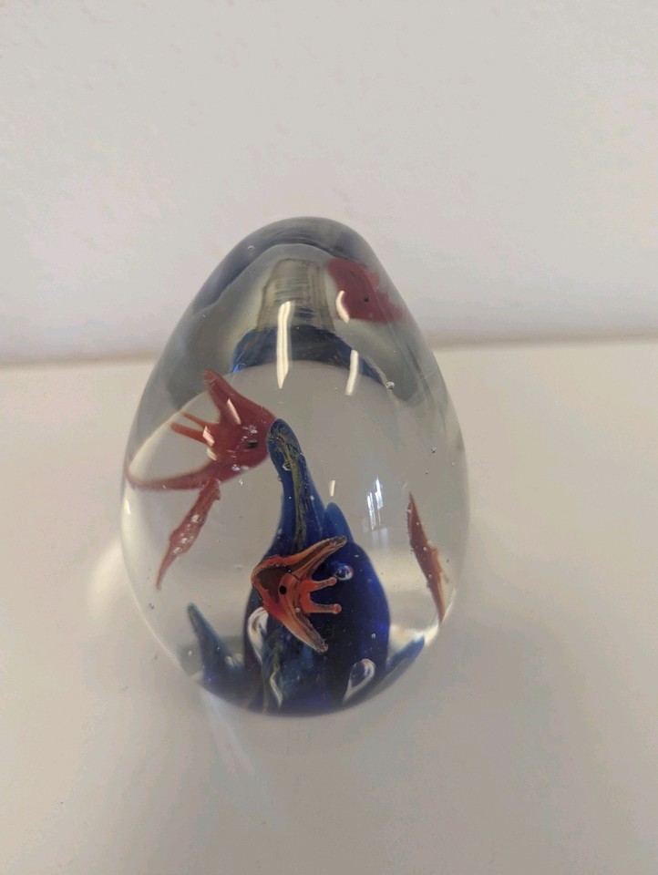 Vintage Art Glass fish aquarium paperweight Hand blown undersea 4 in ...