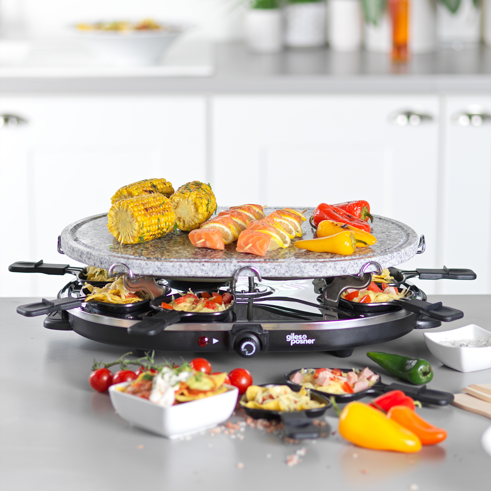 Electric Stone Raclette Grill Non-Stick Indoor Tabletop Appliance Giles ...