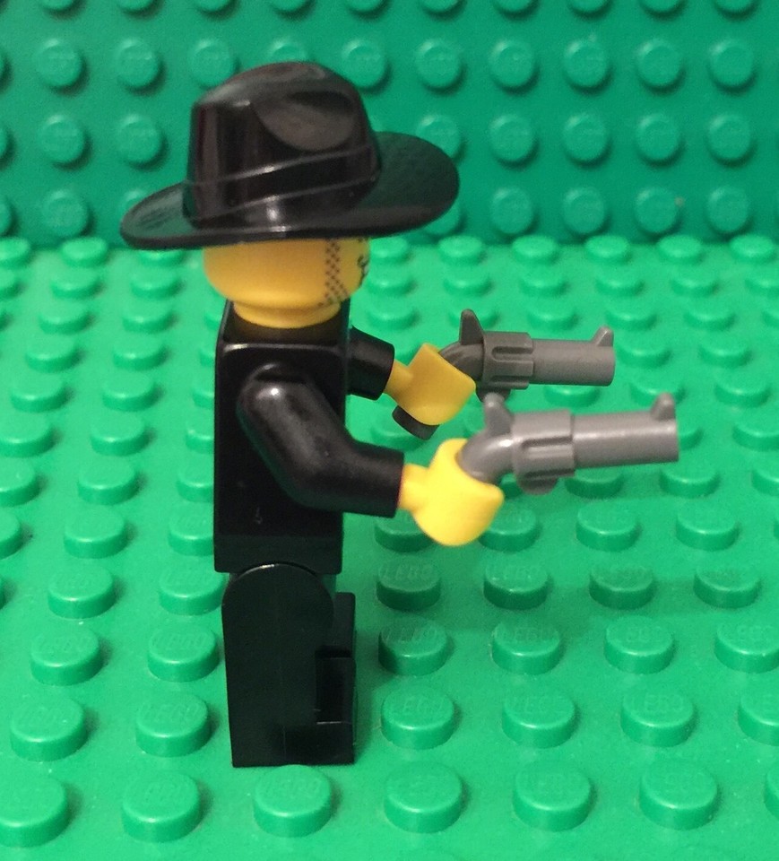 Lego Mafia Man / Mob Boss Criminal Mini Figure With Black Suit And 2 ...