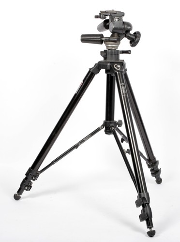 Manfrotto 475B geared column tripod with 160 QR heavy duty 3 way head ...