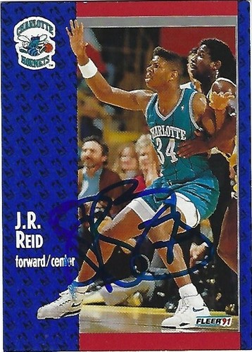Autographed Signed 1991-92 Fleer #24 JR Reid Charlotte Hornets Tough ...