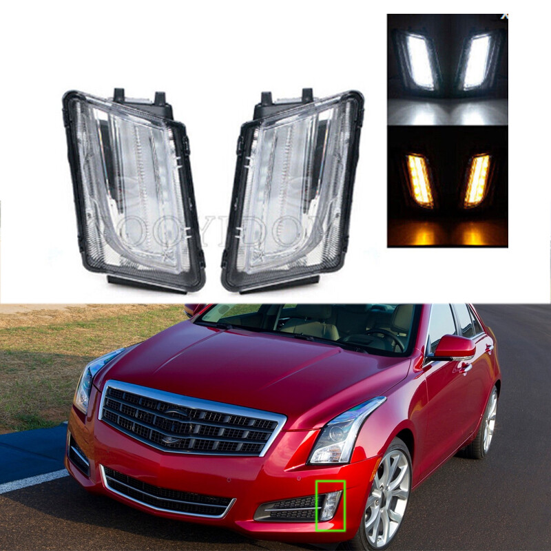 Pair Front LED Bumper Headlights Fog Lights For Cadillac ATS 2013-2016 ...