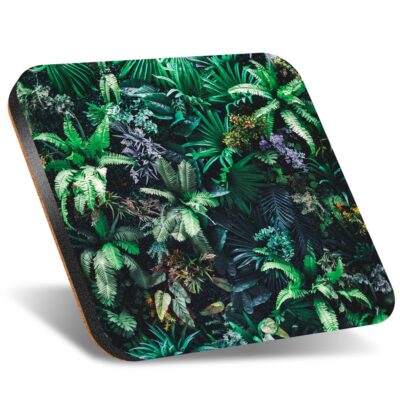 1x Square Coaster 12cm Tropical Green Leaf Garden Nature #52307 | eBay