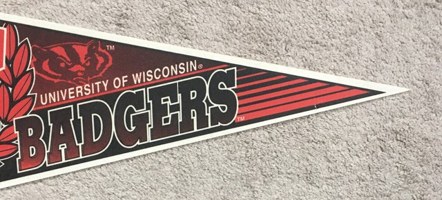 Vintage 1980s Wisconsin Badgers Retro Logo Premium Full Size Pennant ...