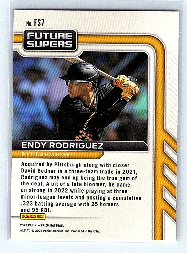 2023 Panini Prizm Future Supers #7 Endy Rodriguez Pirates Baseball Card ...