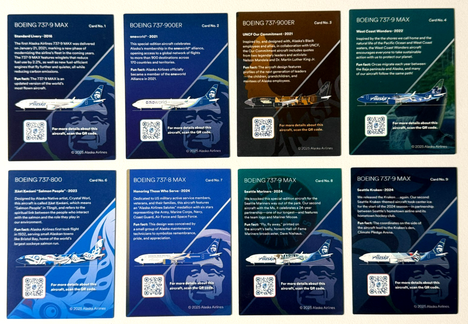 Alaska Airlines Boeing 737 Official Pilot Trading Cards - Set of 8 | eBay