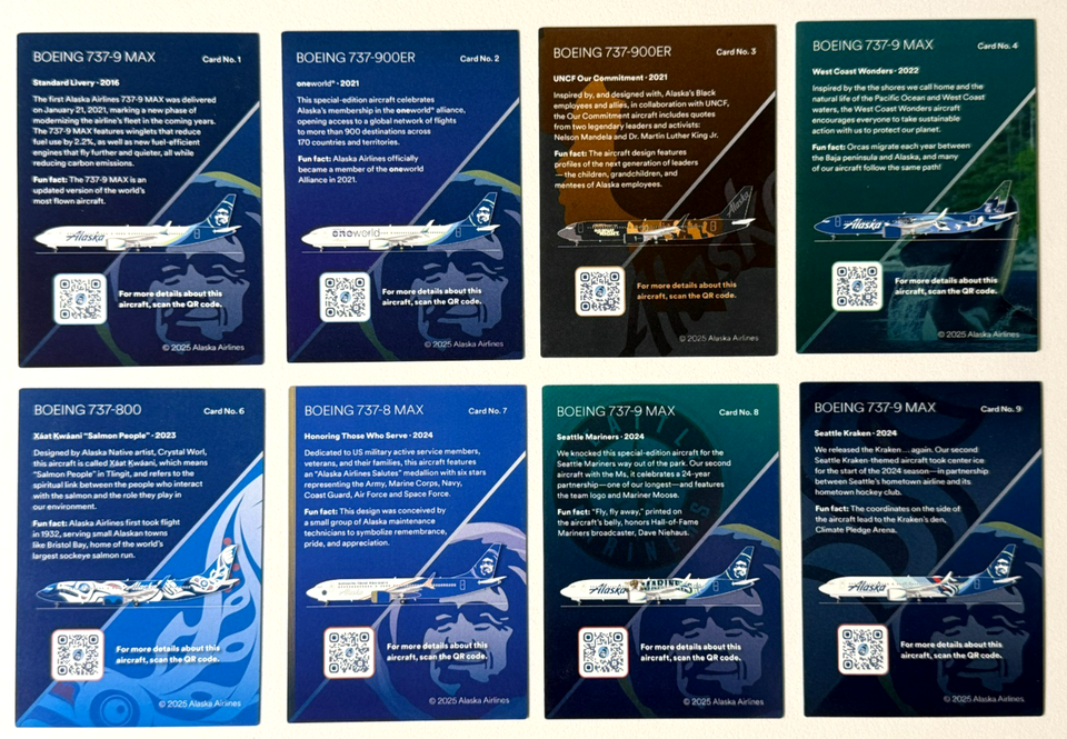 Alaska Airlines Boeing 737 Official Pilot Trading Cards - Set of 8 | eBay