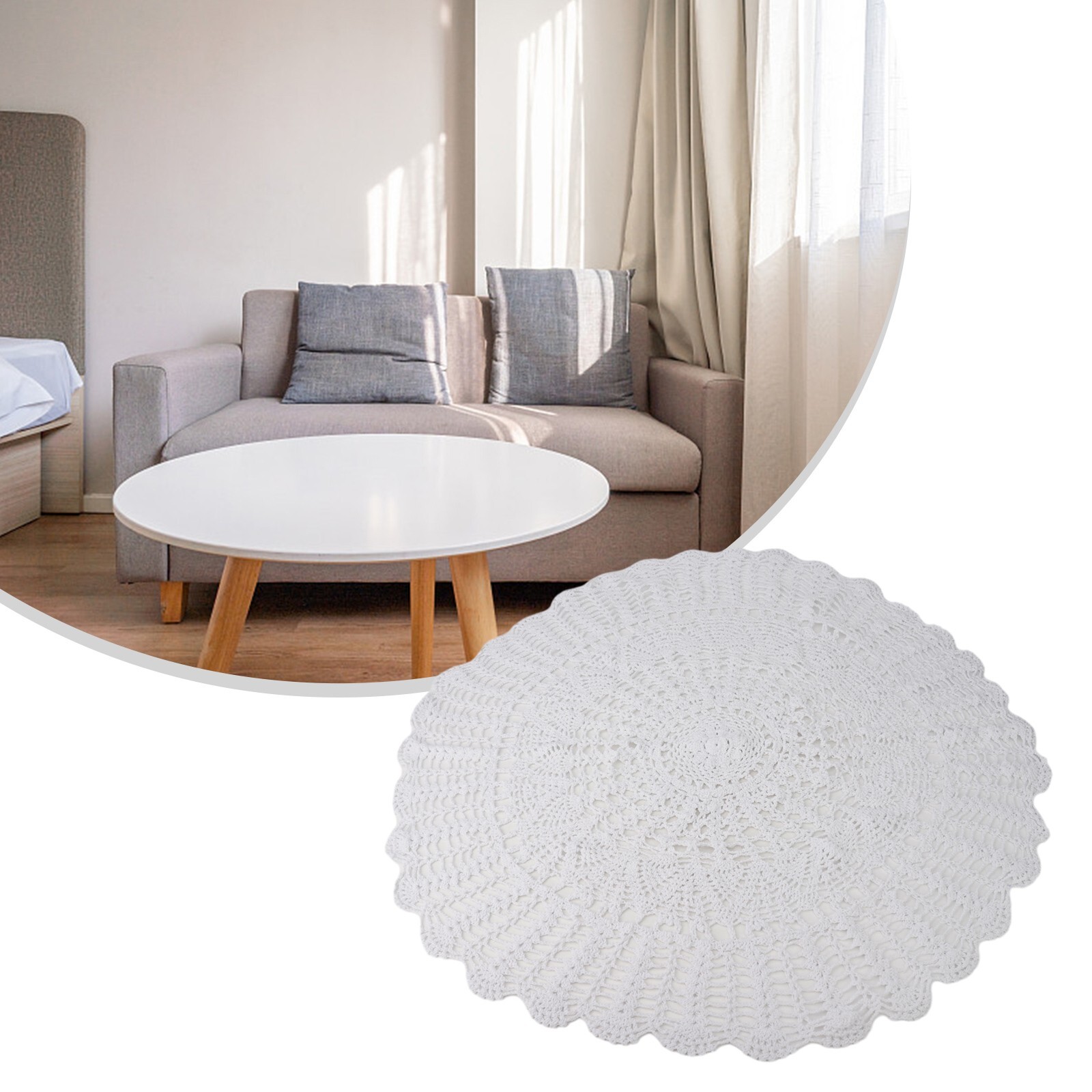 Charmante nappe vintage en dentelle ronde avec fleurs au crochet faites ...