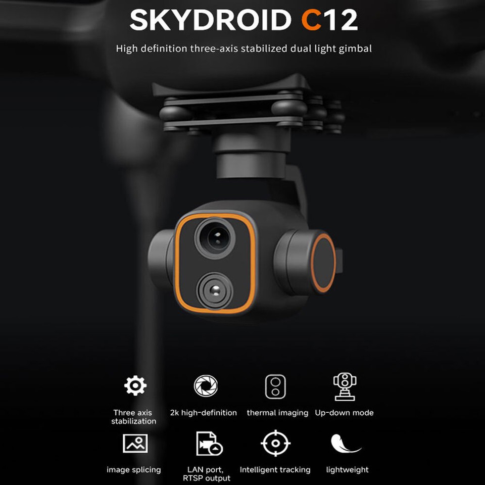 Skydroid C12 2K Thermal Imaging Camera Three-Axis Stabilized Dual Light ...