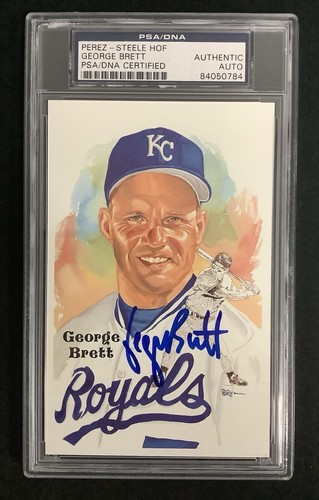 George Brett Signed Perez Steele Postcard Baseball HOF Royals Autograph ...