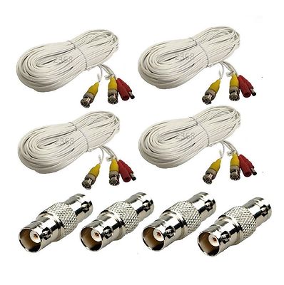 4x 50ft Video Power Security Camera Extension Cable Wire for CCTV ...