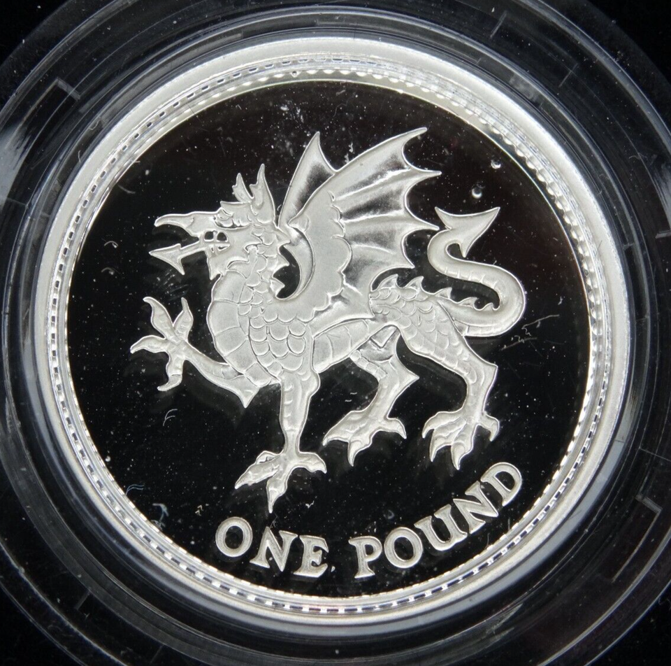1995 United Kingdom Silver Proof One Pound Coin Sterling Elizabeth II ...