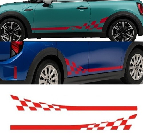 F64 MINI Cooper Clubman Chequered Side Panel Vinyl Decal Red | eBay UK