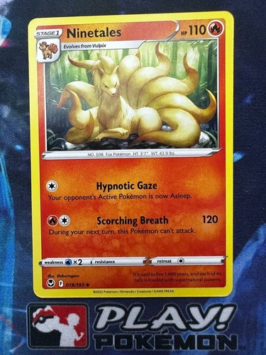 Ninetales 018/195 Non Holo Uncommon Silver Tempest Pokemon TCG Card ...