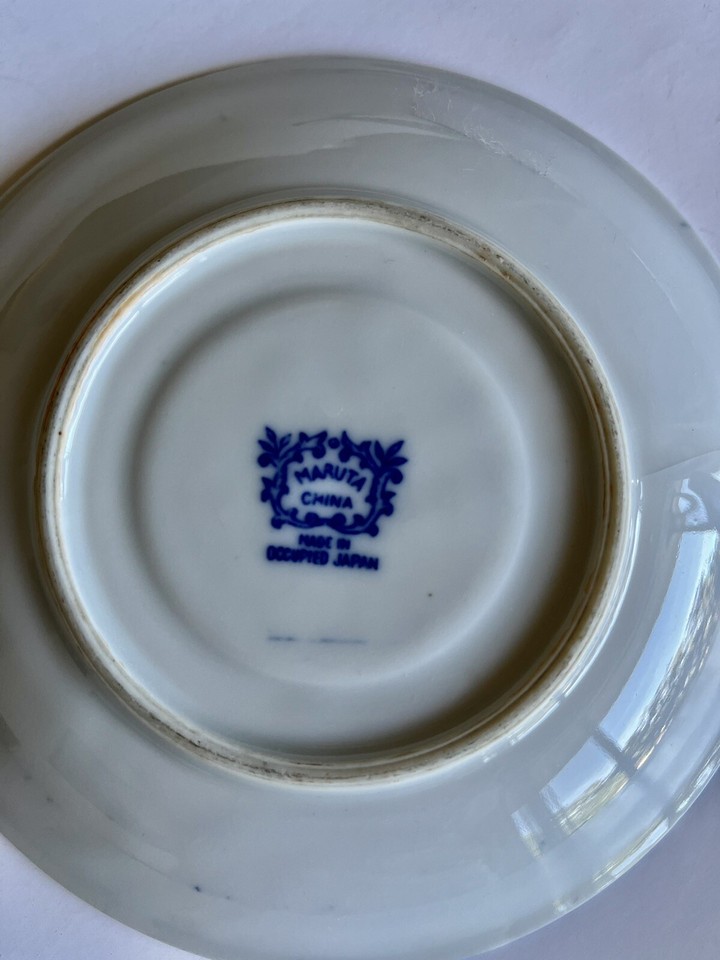 Oriental Maruta China Blue On White Saucer occupied Japan Village ...