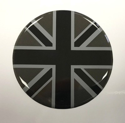 UNION JACK FLAG Sticker 50mm DIAMETER BLACK & 2 TONE GREY - HIGH GLOSS ...