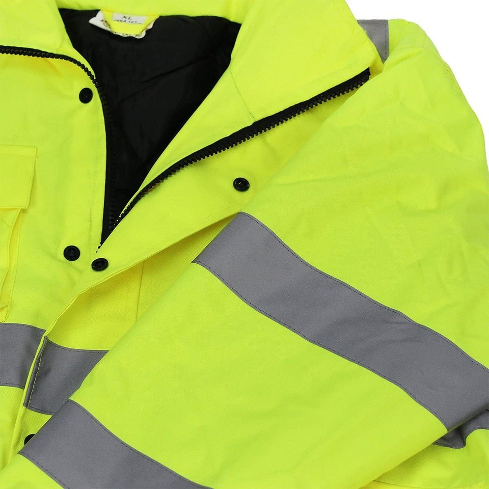 Hi-Vis Class 3-Safety Jacket Neon Reflective Coat Bomber Jacket Size XL ...
