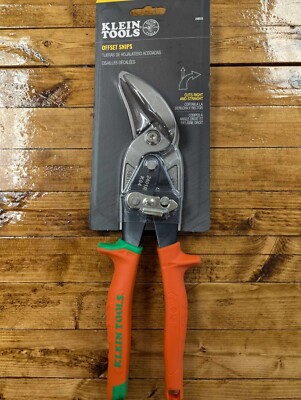NEW - Klein Tools 2401R Right-Cutting Offset Snips, Orange and Green | eBay