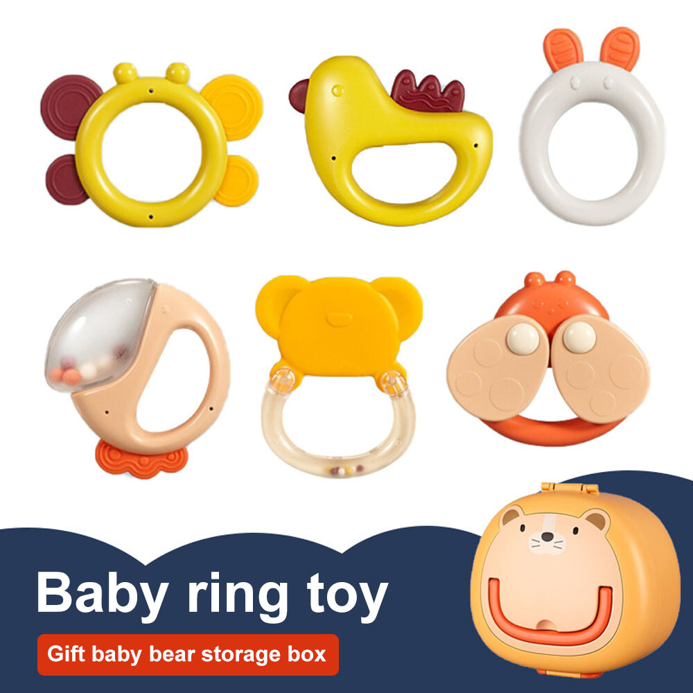 6/8/10Pcs Baby Rattle Teether Set Sensory Toys Sucking Gadgets for ...