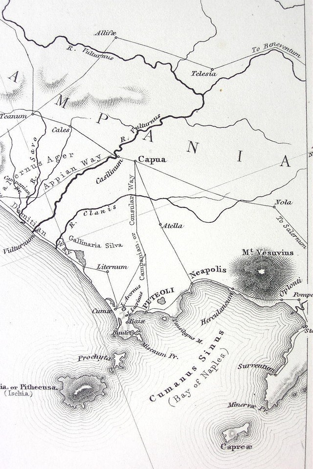 1854 MAP - Italy Coast Between Rome & Naples Puteoli | eBay