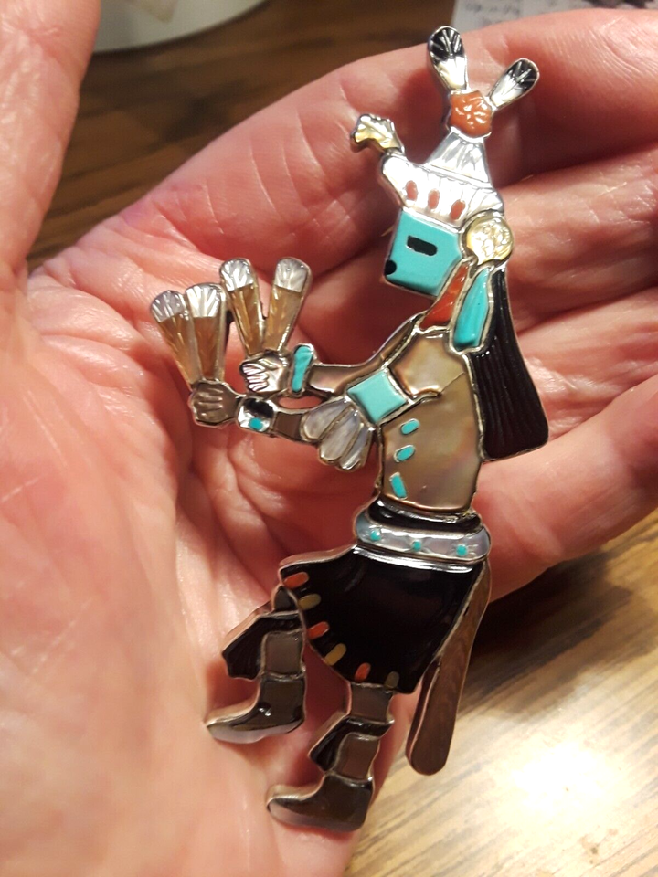 Zuni ANDREA LONJOSE SHIRLEY Harvest Kachina Dancer Pendant/Pin Brooch ...