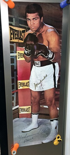 1973 MUHAMMAD ALI AUTHENTIC AUTOGRAPHED 12x36" EVERLAST POSTER with ...