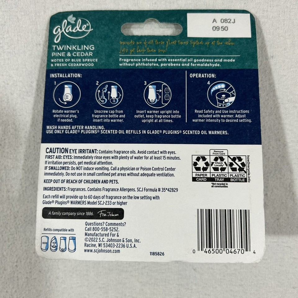 Glade Plugins Scented Oil Refills - Twinkling Pine & Cedar - 2 Count ...