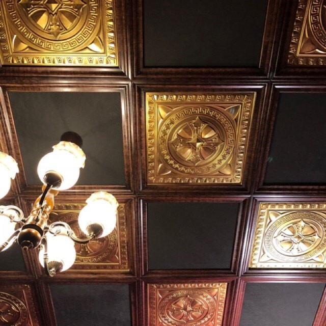 Embossed Tin Ceiling Tile Hand Painted PL25 Traditional copper 10pcs ...