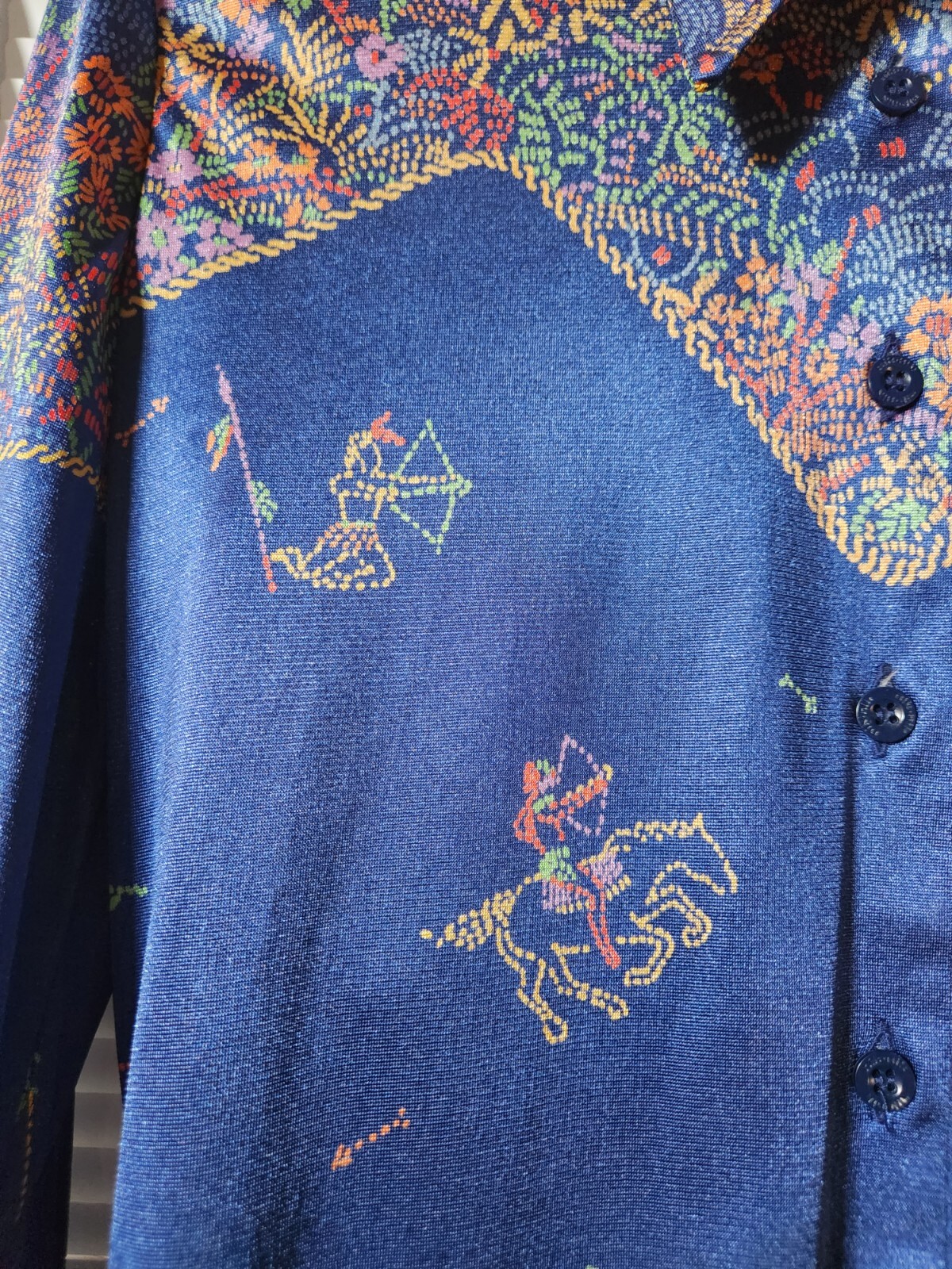 VINTAGE 70'S NIK NIK SHIRT ITALY INDIANS ARROWS HORSES XS | eBay