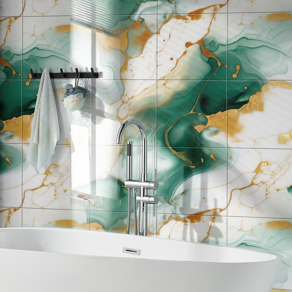 10pcs Marble Peel and Stick Waterproof Shower Wall Panels, Peel and ...