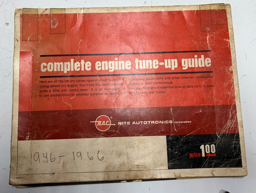 VINTAGE 1946-66 RAC RITE AUTOTRONICS ENGINE TUNE-UP CHART PASSENGER ...