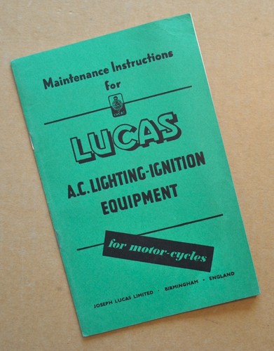 1950's Motorcycle Manual Book Lucas Electrical Instructions Triumph ...