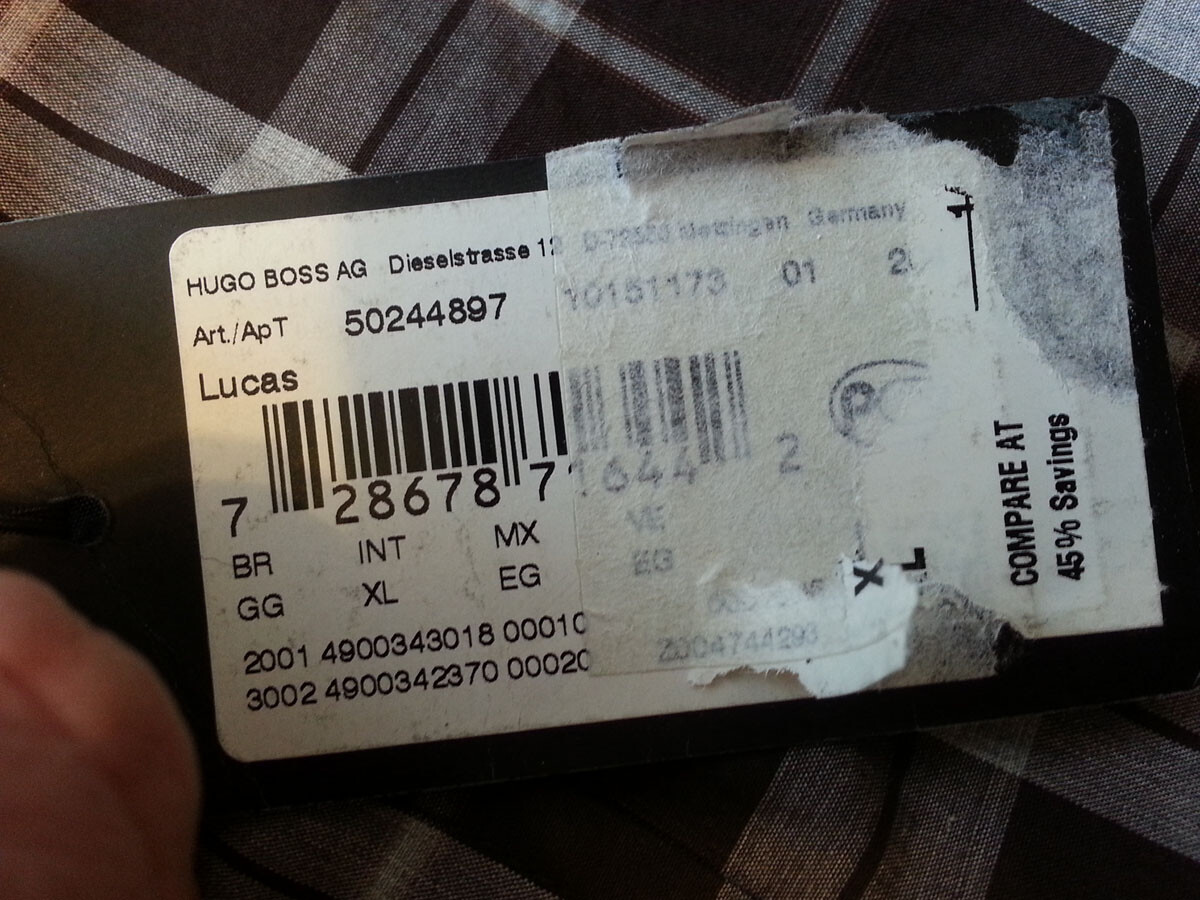 Hugo Boss Men Shirt Lucas Size XL (18-36) Plaid Brown Black Pattern ...