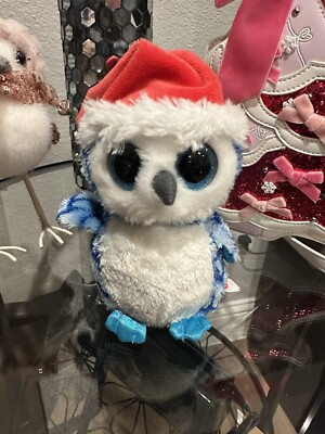 Ty Beanie Boo Icicles the Owl Plush 6 Inch Plush Toy Christmas Santa ...