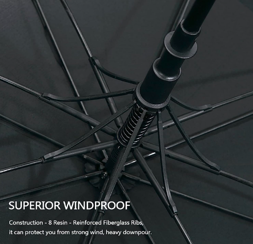 47" Black Automatic Open Stick Golf Umbrella & Sheath Double Canopy ...