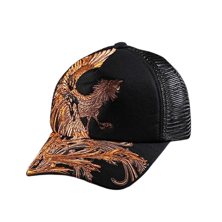 Mens Trucker Mesh Cap Japanese Pattern Embroidery Dragon Tiger Phoenix ...