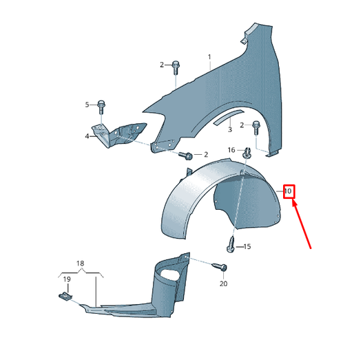 New VW PASSAT B7 36 Front Left Inner Fender 3AA805977 | eBay